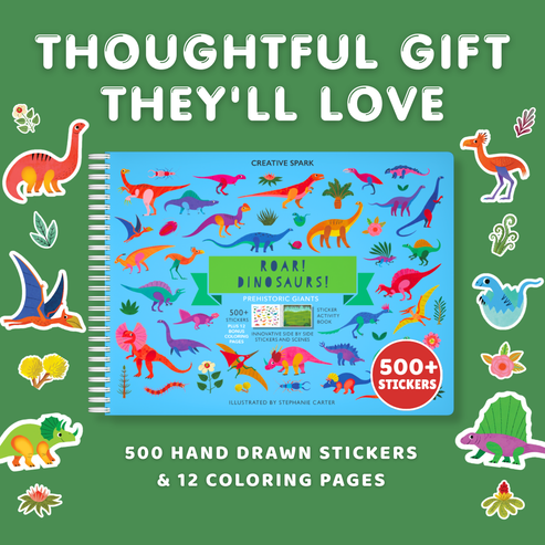 Dinosaurs Sticker Book Over 500 Stickers and 12 Unique Scenes | Cupkin